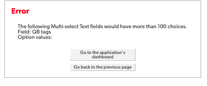 Re: Multi-select fields max 100? | Qrew Discussions